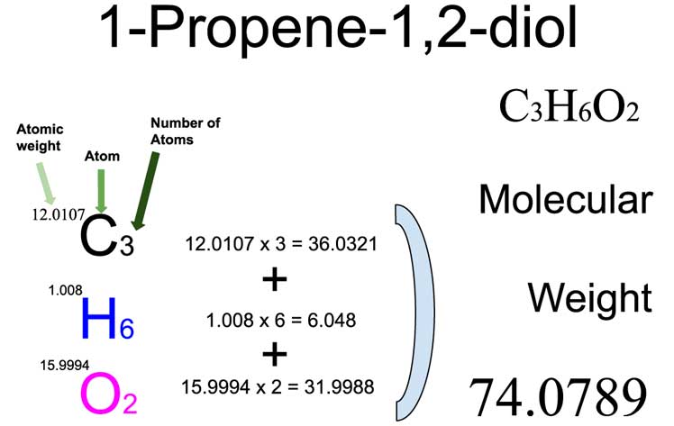 1-Propene-1,2-diol [C3H6O2] Molecular Weight Calculation - Laboratory Notes