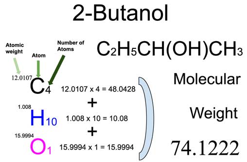2-Butanol (sec-butanol) [C2H5CH(OH)CH3] Molecular Weight Calculation ...