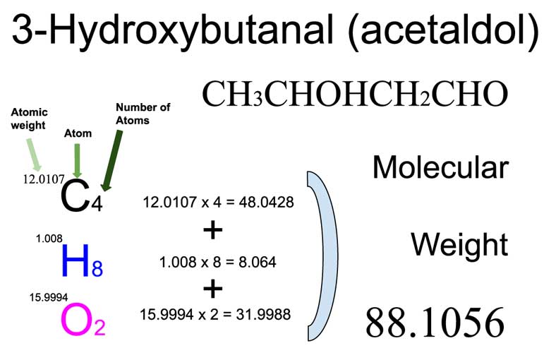 3-Hydroxybutanal (Acetaldol) [CH3CHOHCH2CHO] Molecular Weight ...