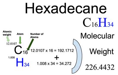 Hexadecane [C16H34] Molecular Weight Calculation - Laboratory Notes