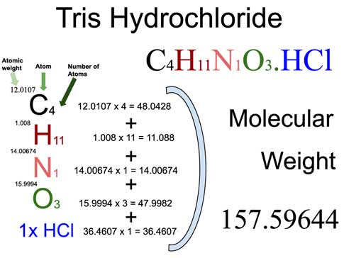Tris Hydrochloride [C4H11NO3.HCl] Molecular Weight Calculation ...