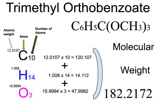 Trimethyl Orthobenzoate [C6H5C(OCH3)3] Molecular Weight Calculation ...